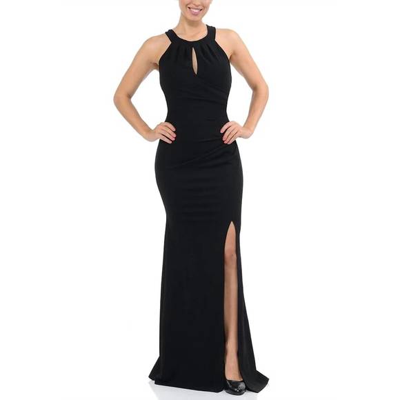 LENOVIA USA | Dresses | New Lenovia Usa Halter Twist Gown In Black ...